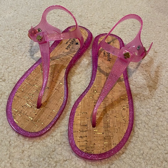 kate spade | Shoes | Nwt Kate Spade Pink Gold Flake Jelly Sandals 8 ...